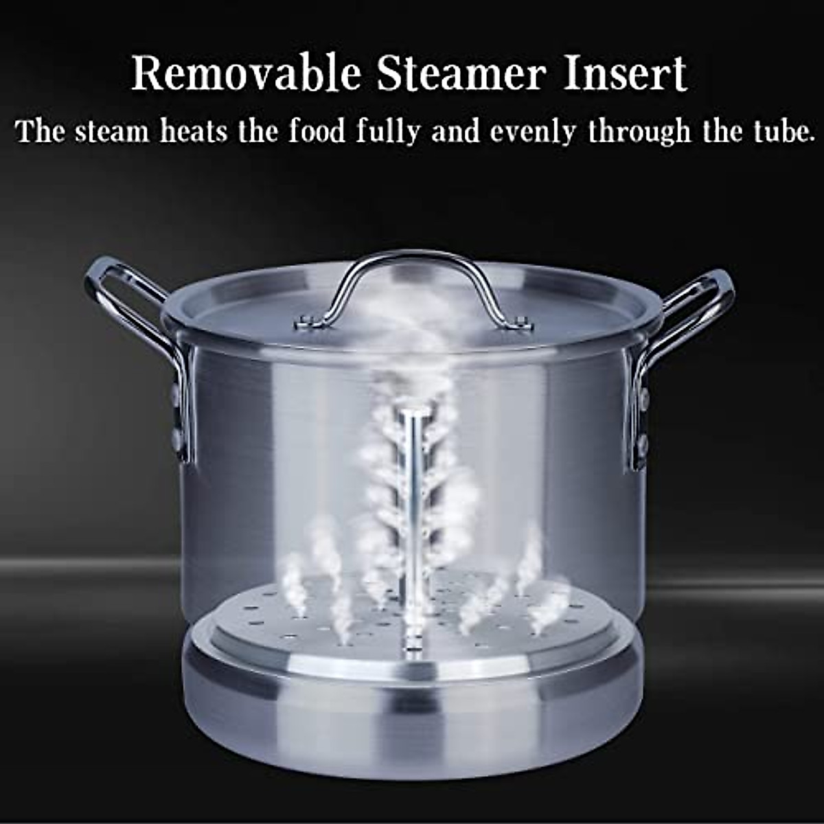 ARC 32 Quart Aluminum Tamale Steamer Pot, Crab Seafood Stock Pot w/Steamer Rack and Tube, Great for Water Bath Canning Pot, Rivet Handle, 8 Gal