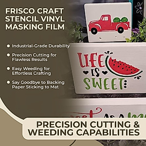 Frisco Craft Blue Stencil Vinyl Masking Film, 12" x 30 Ft Stencil Vinyl Roll, Stencil Sheets Compatible with Most Cutting Machines CNC, Cricut, Cards, Journals, Crafts