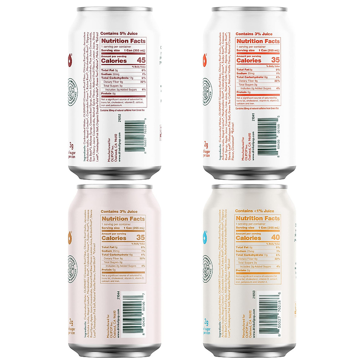 OLIPOP - 4-Flavor Sparkling Tonic Retro Greatest Hits Variety Pack, Prebiotic Soda Sampler, Rich in Botanicals, 9g of Dietary Plant Fiber, Vegan, Low-Sugar, Low-Calorie, Non-GMO (12oz, 12-Pack)