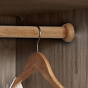 Wood Closet Rod for Hanging Clothes, Heavy Duty Hanging Wardrobe Pole with Bracket Kits, Removable Window Curtain Hanger Rod, Load 100KG (Size : 140cm/55 in)