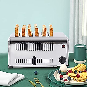Commercial Toaster, 6 Slices Commercial Pop-Up Electric Toaster Stainless Steel Toaster Restaurant (6Slice Popup)