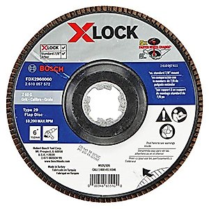 BOSCH FDX2960080 1-Piece 6 In. X-LOCK Flap Disc 80 Grit Compatible with 7/8 In. Arbor Type 29 for Applications in Metal Blending and Grinding