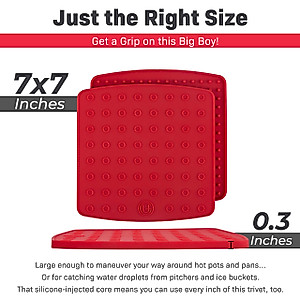 Premium Silicone Pot Holder for Pots/Pans | Multipurpose Trivets | Hot Pad, Spoon Rest, Coaster and More | 2 Pads | Featuring Heat Resistant Core Tech | UpGood Pro Series (Cool Kitchen Tools, Red)