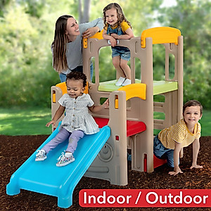 Simplay3 Young Explorers Adventure Climber - Indoor Outdoor Crawl Climb Drive Slide, Year-Round Playset for Children