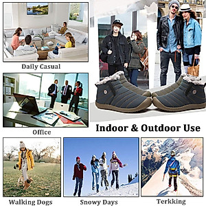 Eagsouni Womens Mens Snow Boots Winter Shoes Slip On Ankle Booties Anti-Slip Water Resistant Fully Fur Lined Outdoor Sneakers Black 12.5 Women/11 Men