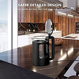 Smart Electric Kettle Quiet Glass Electric, Prevent Limescale Ruste Lnner Liner Base，Keep Warm Tea Kettle & Hot Water Boiler，Temperature Control with 5 Presets，Auto Shutoff and Boil-Dry Protection