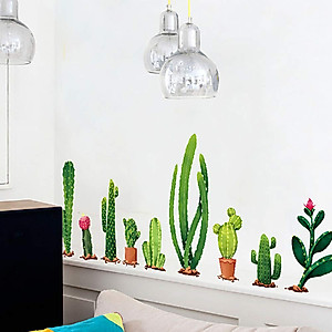 Mendom Cactus Wall Decal Green Plants Wall Sticker,Peel and Stick Removable DIY Giant Plants Wall Decals or Kids Bedroom Nursery Room Sofa Background Wall Decoration