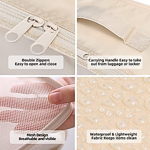 JJ POWER Travel Packing Cubes, Luggage Organizers with Shoe Bag (Cream)