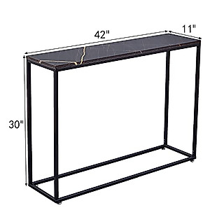 Console Tables for Entryway, Faux Marble Sofa Tables, Entryway Table for Living Room, Gold Entrance Table, MDF Entry Table, Foyer Tables w/Metal Frame, Behind Couch Table for Hallway(Black8)