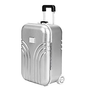 JTLB Baby Suitcase Toy Cute Plastic Rolling Suitcase Mini Luggage Box (Silver)