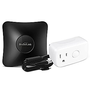 BroadLink Wi-Fi Smart Remote Hub with Sensor Cable, IR RF All in One Automation Learning Universal Remote Control, With a Mini Smart Plug, Compatible with Alexa, Google Home, IFTTT （RM4proS+SP4M)