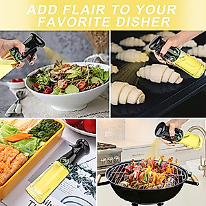 Olive Oil Sprayer for Cooking - 200ml Glass Oil Dispenser Bottle Spray Mister - Refillable Food Grade Oil Vinegar Spritzer Sprayer Bottles for Kitchen, Air Fryer, Salad, Baking, Grilling, Frying