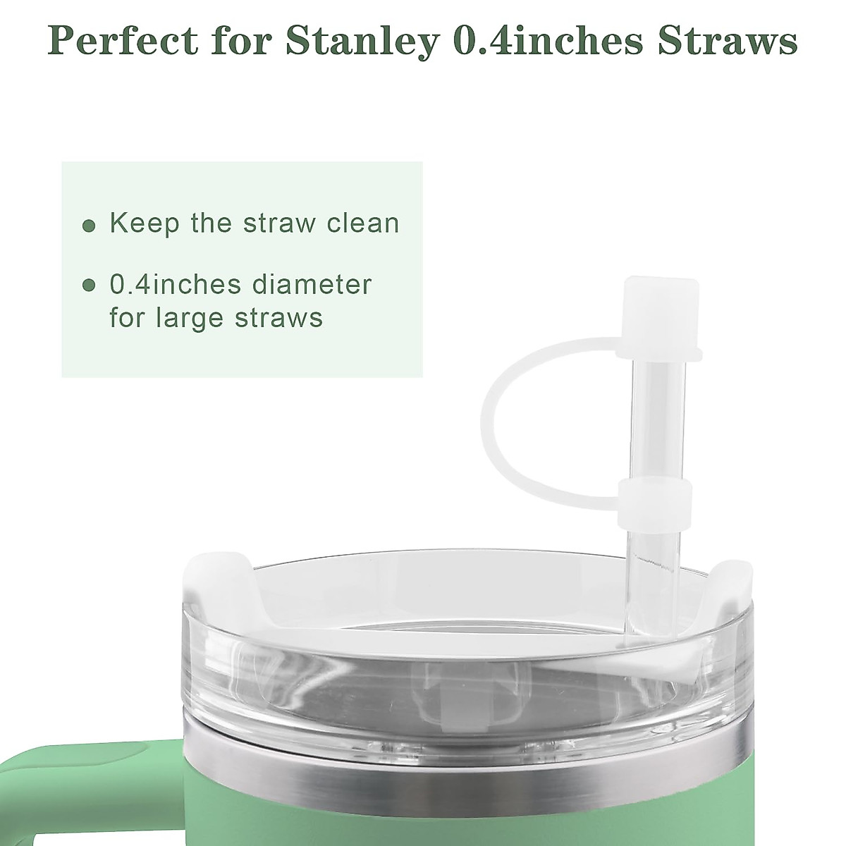 Douji Straw Cover for Stanley Cup, 8Pcs Transparent Straw Covers Compatible with Stanley 30&40 Oz Tumbler with Handle, 10mm/0.4in Dust-Proof Reusable Silicone Straw Tips Lids Stanley Accessories