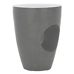Safavieh Outdoor Collection Aishi Modern Concrete Dark Grey Round 17.7-inch Accent Table