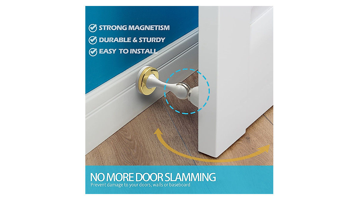 Neoera Magnetic Door Stop White-Gold - Strong Magnetic Hold & Stylish ...