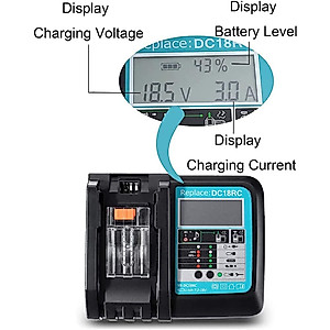 2X BL1850B 18V 5,0Ah Replacement for Makita Battery with DC18RC Charger, Compatible with Makita BL1860B BL1830B, for Makita DLM431Z DUC353Z DUB362Z DHP485 DDF485Z DHP482Z DDF484Z