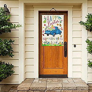 Easter Garden Flags 12x18 Double Sided Burlap,Welcome Spring Easter Garden Flag with Bunny chick for Outside Vertical Holiday Yard Décor