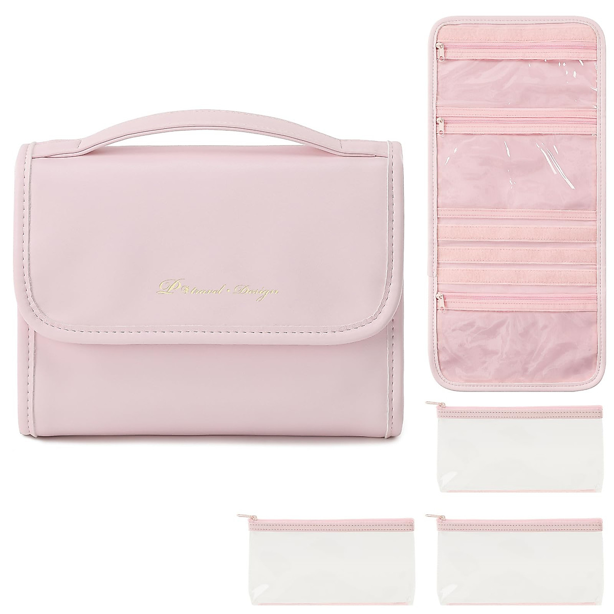 Travel Toiletry Bag for women, Toiletry Bag Travel Bag Clear Makeup Bags Organizer Toiletries Bag for Travel Multipurpose Travel Makeup Train Case Portable Cosmetic bag with Detachable Waterproof