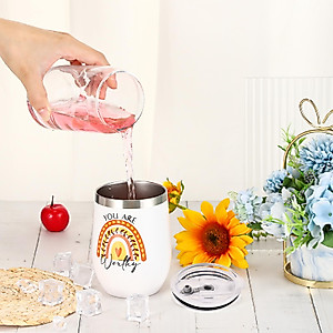 Sieral 10 Pcs Thank You Gifts Inspirational You Are Awesome Rainbow Tumbler Cup 12oz Stainless Steel Insulated Bulk Mugs with Lids for Women Secretaries Teacher Students Employee Volunteer Student