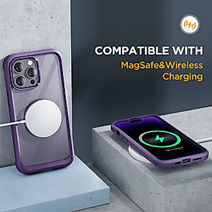 Miracase Glass Series Designed for iPhone 14 Pro Max Case 6.7 Inch, 2023 Upgrade Full-Body Bumper Case with Built-in 9H Tempered Glass Screen Protector with Camera Lens Protector, Noble Purple