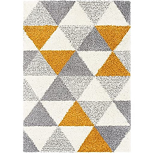Well Woven Arden Reily Mid-Century Modern Geometric Triangle Pattern Yellow 3'11" x 5'3" Area Rug