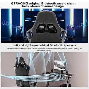 GTPLAYER Chair Computer Gaming Chair (Leather, Grey)