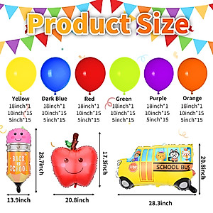 Back to School Balloon Arch Kit School Bus Pencil Foil Balloon with Rainbow Balloons for First Day of School Students Classroom Kindergarten Graduation Decorations