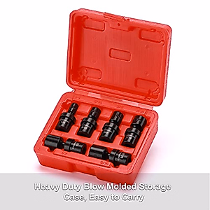 CASOMAN 1/4-Inch Drive Shallow Universal Impact Socket Set, SAE, 6 Pieces Set, 1/4" to 9/16", 6-Point, Cr-Mo, Swivel Socket