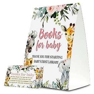 Yuansail Book Request For Baby Shower, books for baby cards, 1 Sign & 50 Cards Per Pack €“ (bb002-book)