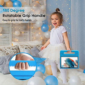 ProCase Kids Case for Galaxy Tab A8 10.5” 2022 (SM-X200/SM-X205/SM-X207), Shockproof Convertible Handle Stand Cover Lightweight Kids Friendly Protective Case for Galaxy Tab A8 10.5 Inch 2022 -Blue