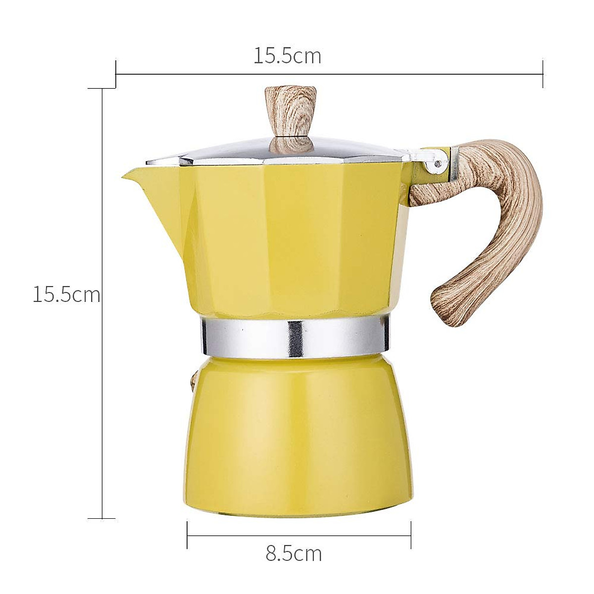 NARCE Stovetop Espresso Maker Moka Pot 3 Cup - 5oz| Yellow - Cuban Coffee Maker| Stove top coffee maker| Moka Italian espresso |greca coffee maker| Aluminum