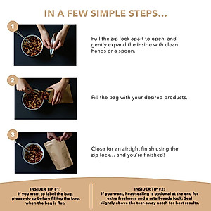 Yuugen Products Kraft Stand-Up Pouch Bags with Aluminum, Zip Lock, and Tear Notch - Reusable, Heat-Sealable | Storage for Food, Non-Food Items, Home and Business - 50 Pcs (5.9" x 8.6")