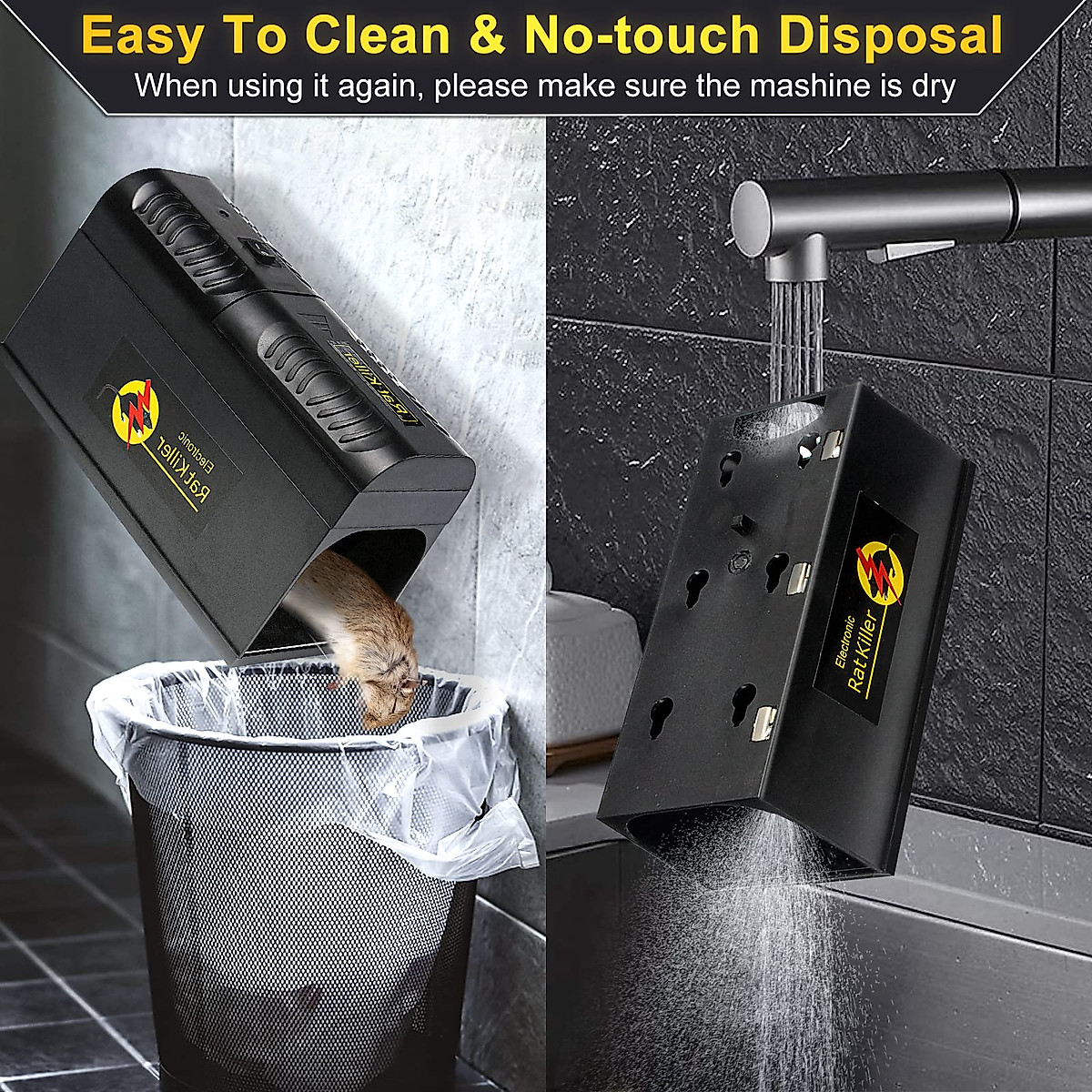 Electric Rat Trap - Humane Mouse Traps Indoor for Homes, Instantly Kill Rodent Zapper with Powerful Voltage, Works for Mice Rats Chipmunks Squirrels