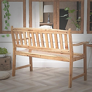 Four Seasons Courtyard 4 Feet Durable Classic Indonesian Hardwood Bench Accommodate Up to 2 People for Patio, Backyard, Garden and Porch, Brown