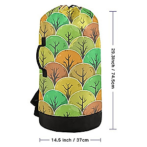 Happy Thanksgiving Tree Laundry Bag Heavy Duty Laundry Backpack with Shoulder Straps Handles Travel Laundry bag Drawstring Closure Dirty Clothes Organizer For College Dorm, Apartment, Camp Travel