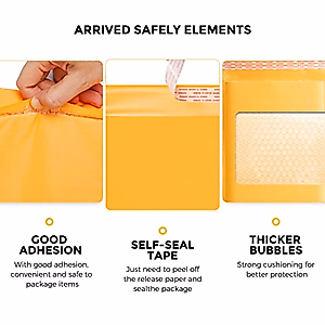 Fuxury Kraft Bubble Mailers 8.5x12 Inch 25 Pack, Strong Adhesion Padded Envelopes #2,Self Seal Bubble Envelopes, Padded Mailers，Book Mailers Packaging for Small Business,Yellow