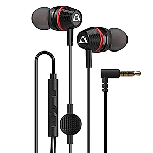 1mii Wired Earbuds with Microphone & Volume Control, in-Ear Headphones Magnetic with Deep Bass, Noise Isolating, High Sound Quality Earphones with 3.5mm Jack for Phone, Android, PC, iPad, MP3(Black)