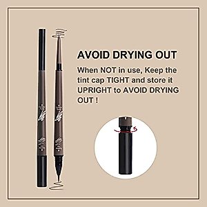Music Flower 2 in 1 Eyebrow Pencil,Waterproof & Long Lasting Liquid Eyebrow Pen,Dual Ended Pencil Fills and Defines Brow Tint with the Precision & Definition of Microblading,Chestnut