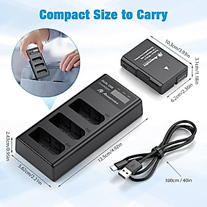 Powerextra 3 x EN-EL14 EN-EL14a Battery & LCD Triple Charger Compatible with Nikon D5600 D5500 D5300 D5200 D5100 D3500 D3400 D3300 D3200 D3100 Df Coolpix P7800 P7700 P7200 P7100 P7000