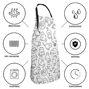 Aomacsi Cat Apron With Pockets Kitchen Bib Waterproof Stain Resistant Women Men Unisex Adjustable Christmas gift