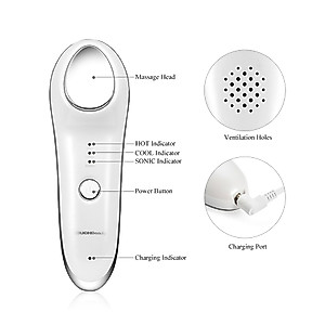 TOUCHBeauty Hot & Cold Facial Massager - Handheld Vibration Skin Rejuvenating Relaxation Device for Smoother Tighter Face, Skincare Warming & Cooling Beauty Tool for Women