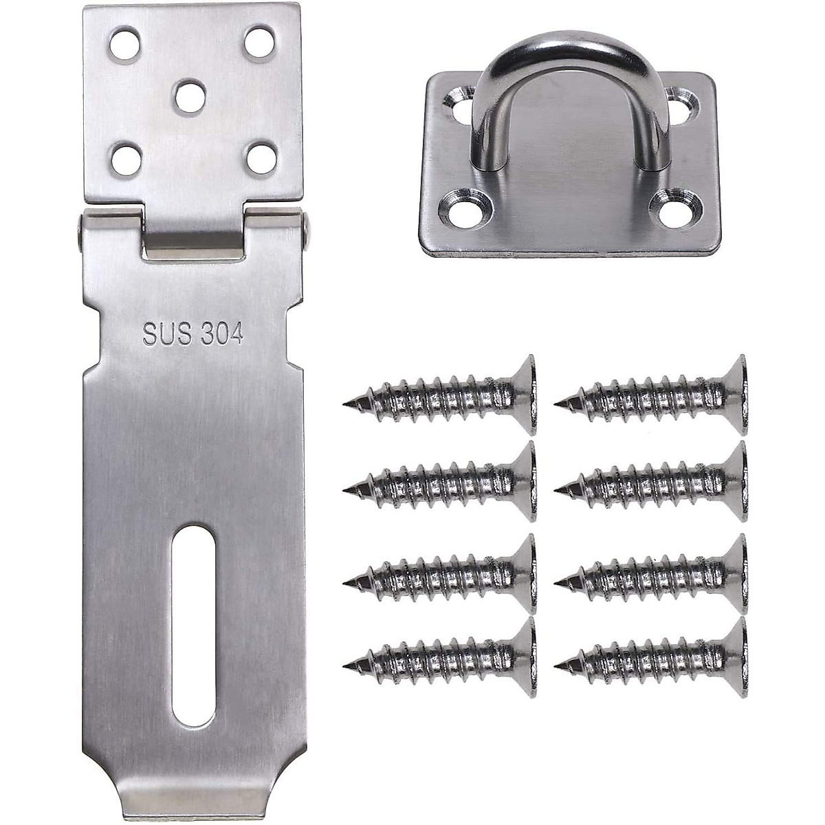 Padlock Hasp 4 Inch Door Clasp Hasp Lock Latch, Stainless Steel Door Bolt Latches for Furniture, Cabinet, Drawer, Cupboard and Closet