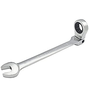 FOCMKEAS 1/2 Inch Flex-Head Ratcheting Combination Wrench SAE 72 Teeth 12 Point Ratchet Box Ended and Open End Spanner Tools, Flexible Head Gear Wrench, Heat-Treated CR-V
