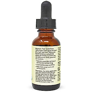 MOUNTAIN TOP Argan Oil USDA Organic 100% Pure Cold Pressed Unrefined - Premium Grade Pure Moisturizer for Dry & Damaged Skin, Hair, Face, Body, Scalp & Nails