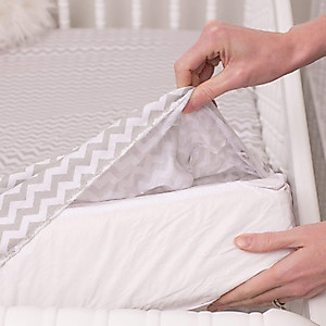 Ziggy Baby Crib Sheets, Toddler Bedding Fitted Jersey Cotton (2 Pack) Chevron, Dot, Grey/White