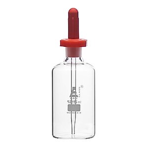 EISCO Dropping Bottle, 125ml (4.2oz) - Borosilicate 3.3 Glass - Eye Dropper Pipette and Dust Proof Rubber Bulb - Octagonal, Non-screw Top Labs