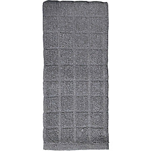 Set of 8, 100% Cotton Grey Window Panel Terry Kitchen Towel - 4 Kitchen Towels Size: 15 x 25 inch and 4 Dishcloths Size: 12 x 12 inch, Ultra Absorbent, Maximum Softness and Machine Washable.