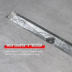 SaniteModar Linear Shower Drain, Invisible 2 in 1 Tile Insert & Flat Cover Shower Drain 24 inch, Brushed 304 Stainless Steel Linear Drain with Hair Strainer Adjustable Leveling Feet…