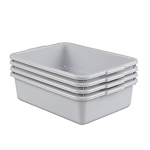 Doryh 4-Pack 8 L Small Commercial Bus Tub, Grey Dish Pans for Washing Dishes