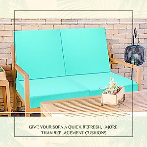 Batiyeer 8 Pcs Outdoor Cushion Slipcovers Patio Chair Cushion Covers Replacement Waterproof Square Outdoor Seat (Solid Teal Style,20 x 20 x 4 Inch)
